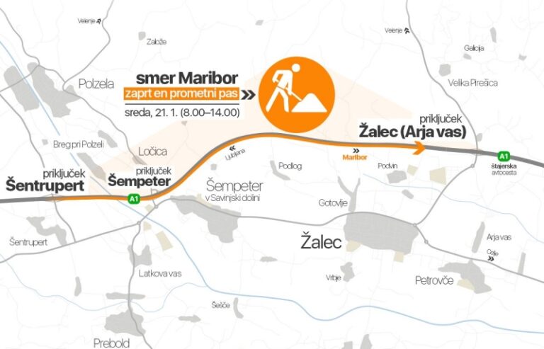 V sredo promet proti Mariboru med Šentrupertom in Arjo vasjo le po enem ...